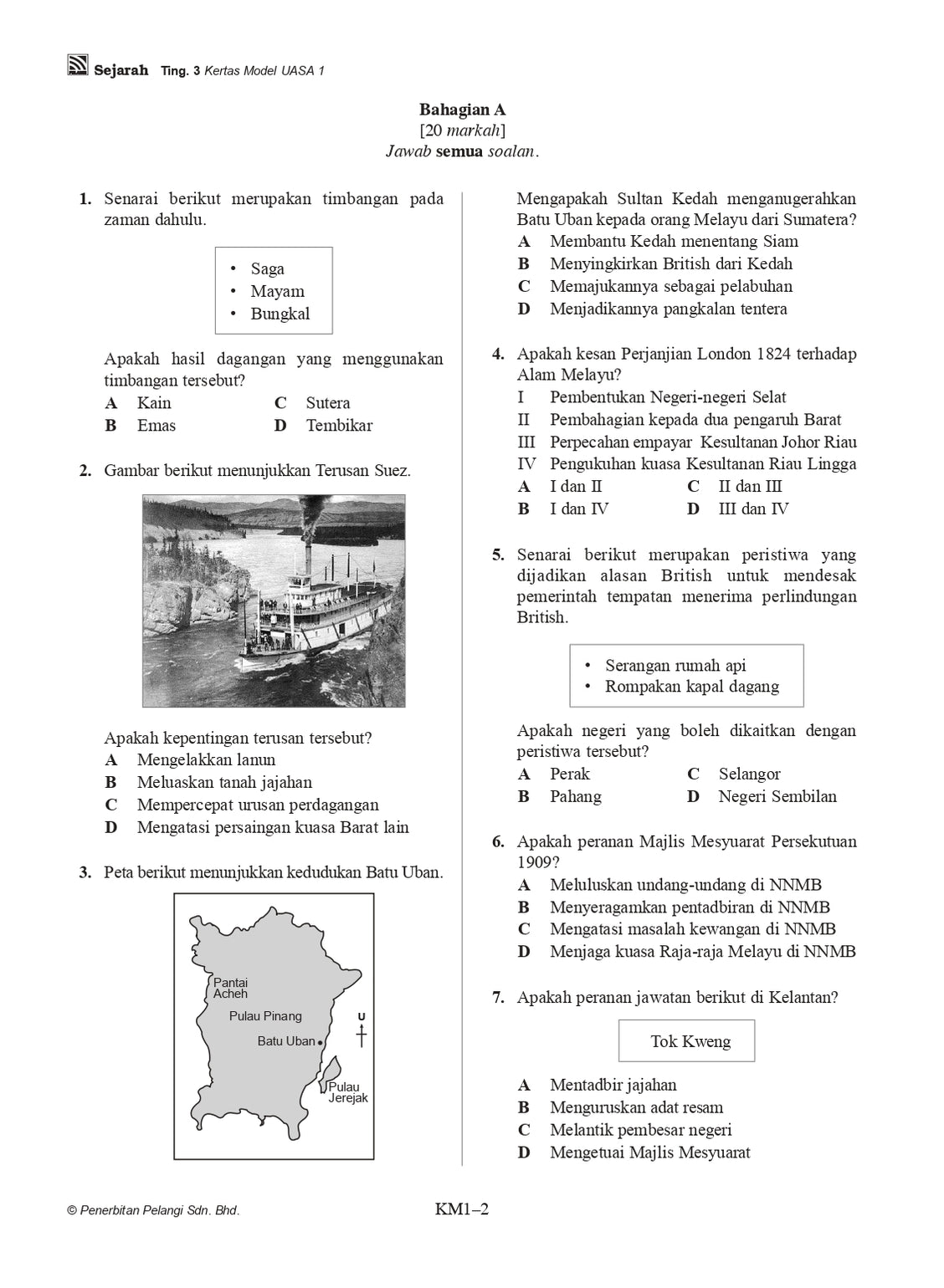 Skor A Kertas Model UASA KSSM 2025 Tingkatan 3 / Form 3 — Pelangi Books