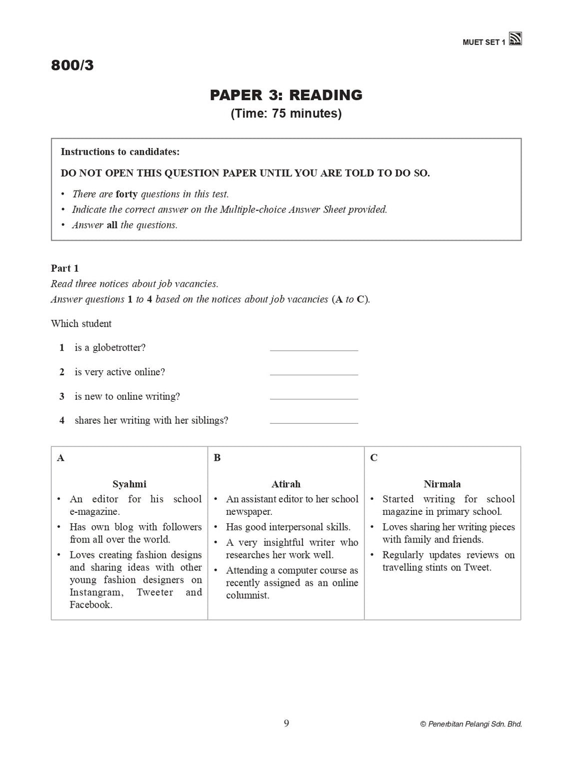 MUET Model Test Papers 2024 — Pelangi Books